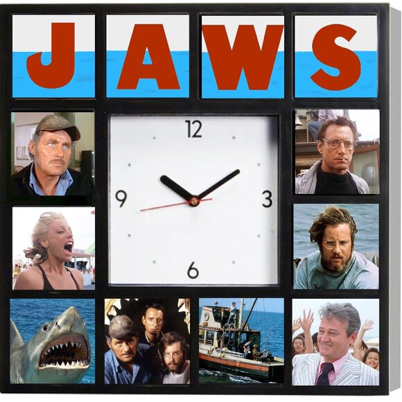 Wall Decor | Big Jaws Cast Clock Shark Horror Movie Sign Brody Quint ...